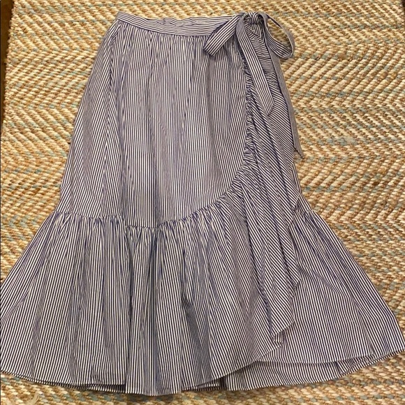 J Crew Skirts Cute Blue Striped Ruffle Skirt Poshmark